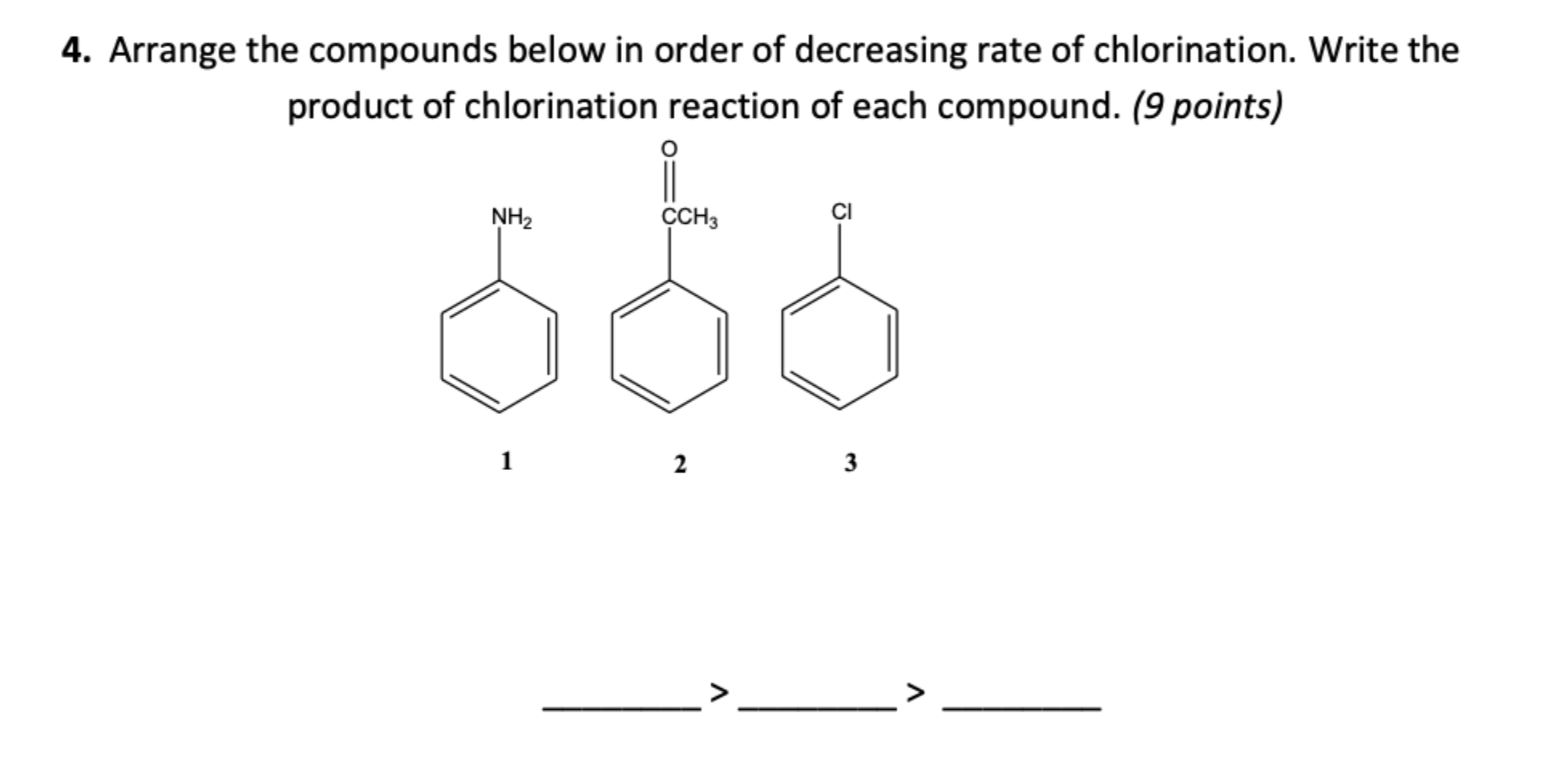 Solved Arrange the compounds below in order of decreasing | Chegg.com