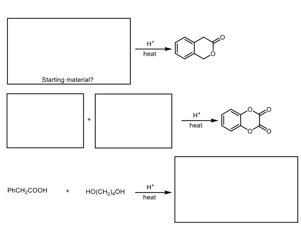 Solved I heat Starting material? H+ heat Ht PhCH2COOH + | Chegg.com