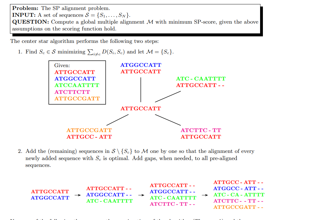 Solved QUESTION: Compute a global multiple alignment M ﻿with | Chegg.com