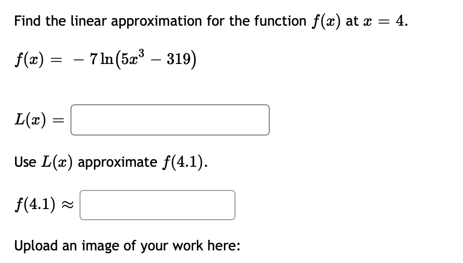 Solved Find the linear approximation for the function f(x) | Chegg.com