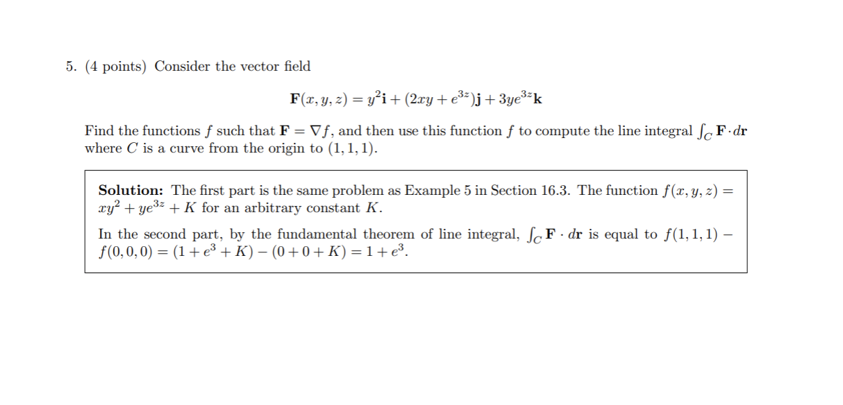 Solved 5. (4 points) Consider the vector field | Chegg.com
