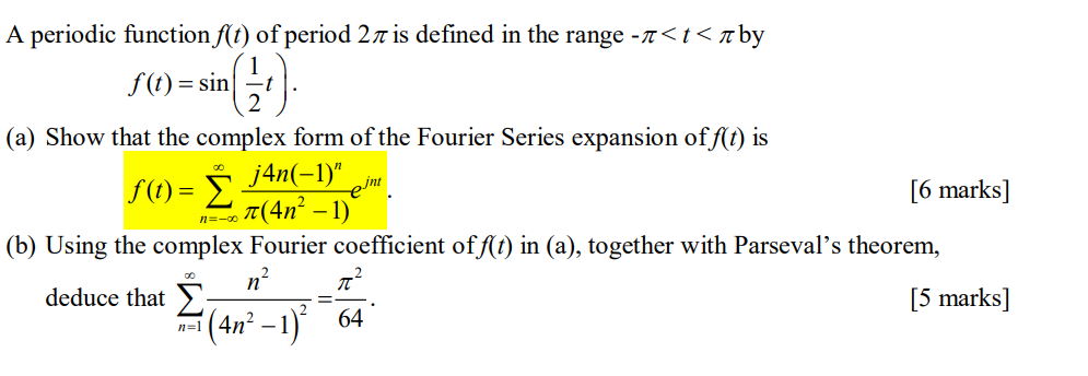 Solved A periodic function f(t) of period 2π is defined in | Chegg.com
