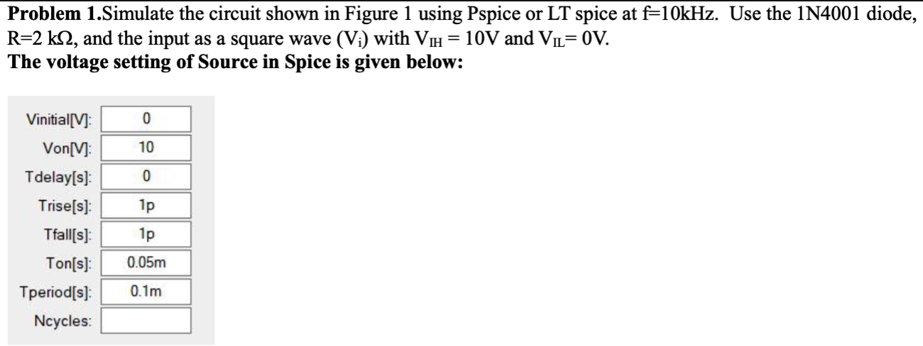 Solved Problem 1.Simulate the circuit shown in Figure 1 | Chegg.com