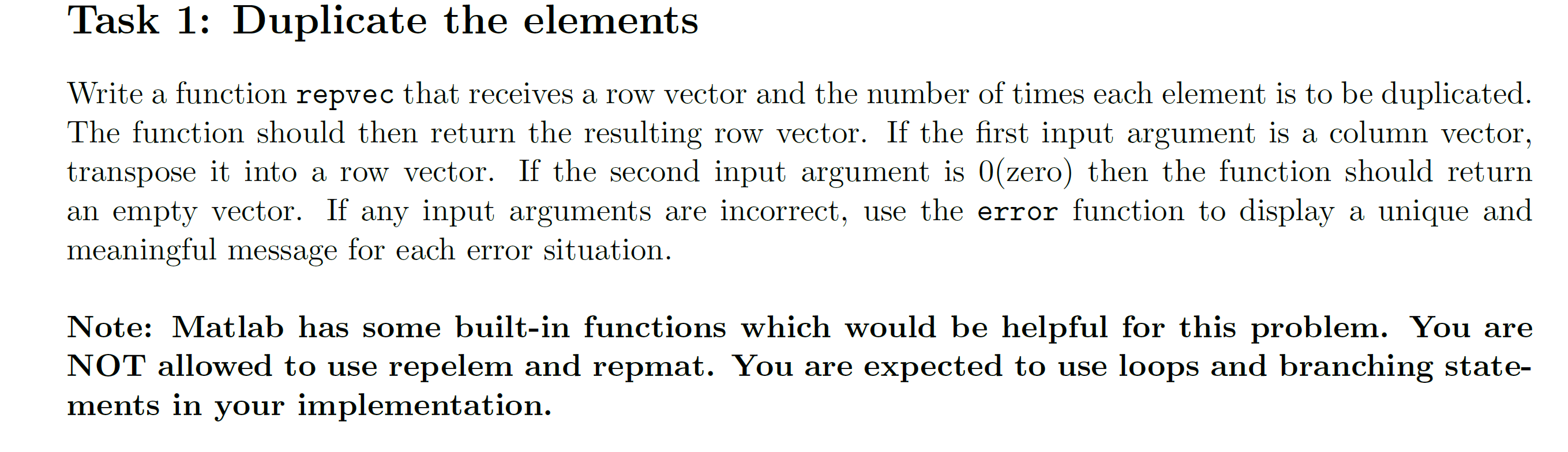Task 1: Duplicate the elements Write a function | Chegg.com
