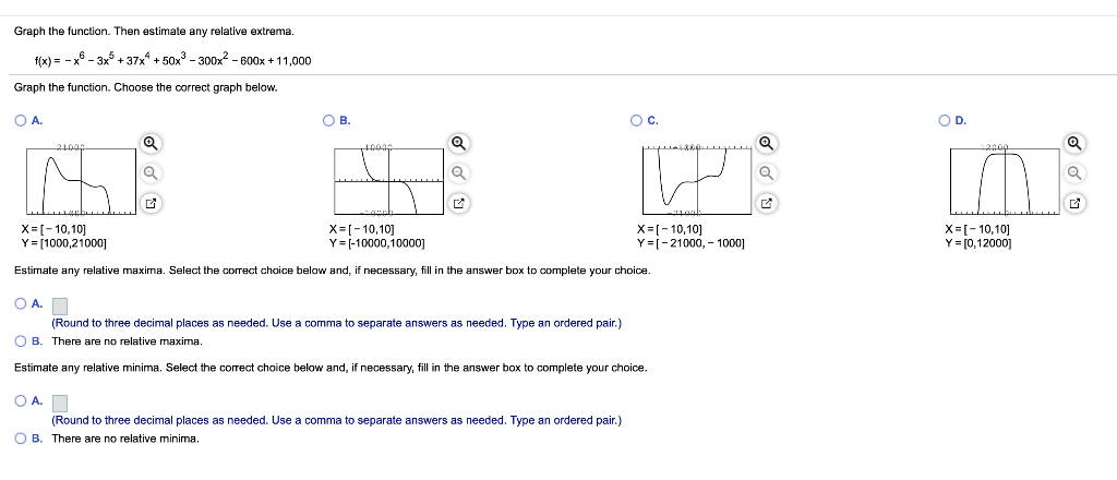 Solved Graph the function. Then estimate any relative | Chegg.com