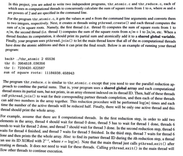 Solved In this project, you are asked to write two | Chegg.com