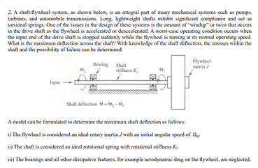 Solved 2. A shaft-flywheel system, as shown below, is an | Chegg.com