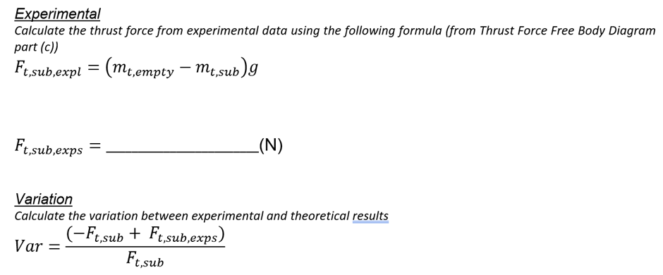 Solved Free Body Diagram Thrust Force Experiment The | Chegg.com