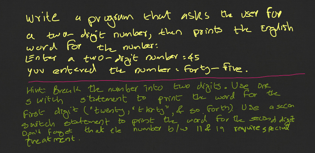 Solved u write program that asks the user for twon digit | Chegg.com