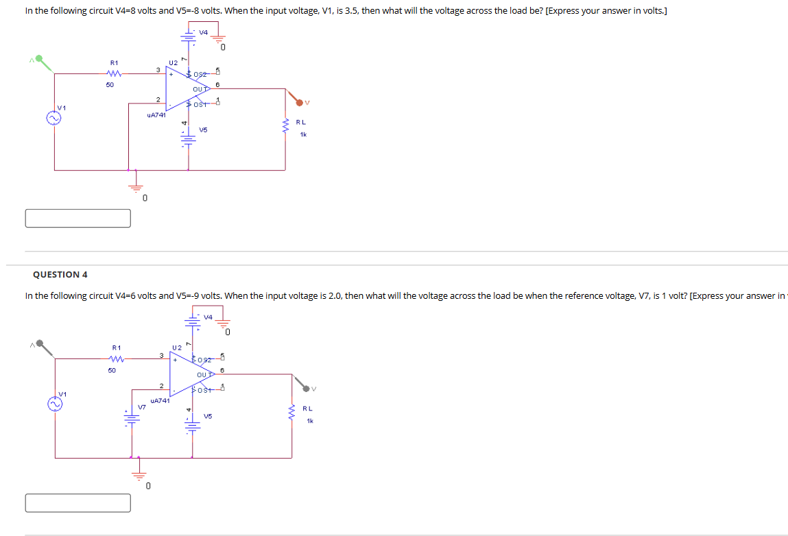 Solved In the following circuit V4=8 ﻿volts and V5=-8 | Chegg.com