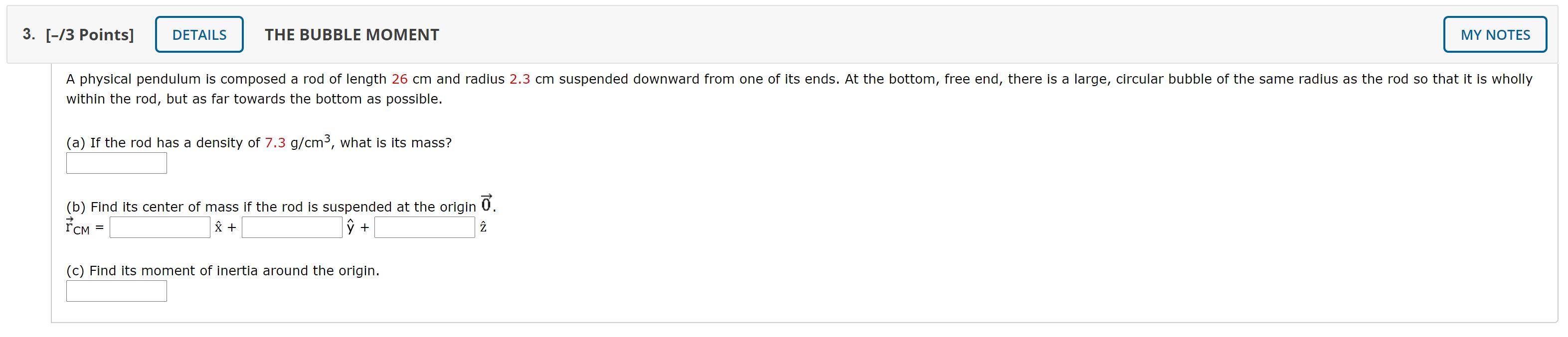 Solved 3. [-/3 Points] DETAILS THE BUBBLE MOMENT MY NOTES A | Chegg.com
