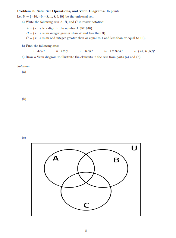 Solved Problem 6. ﻿Sets, Set Operations, and Venn Diagrams. | Chegg.com