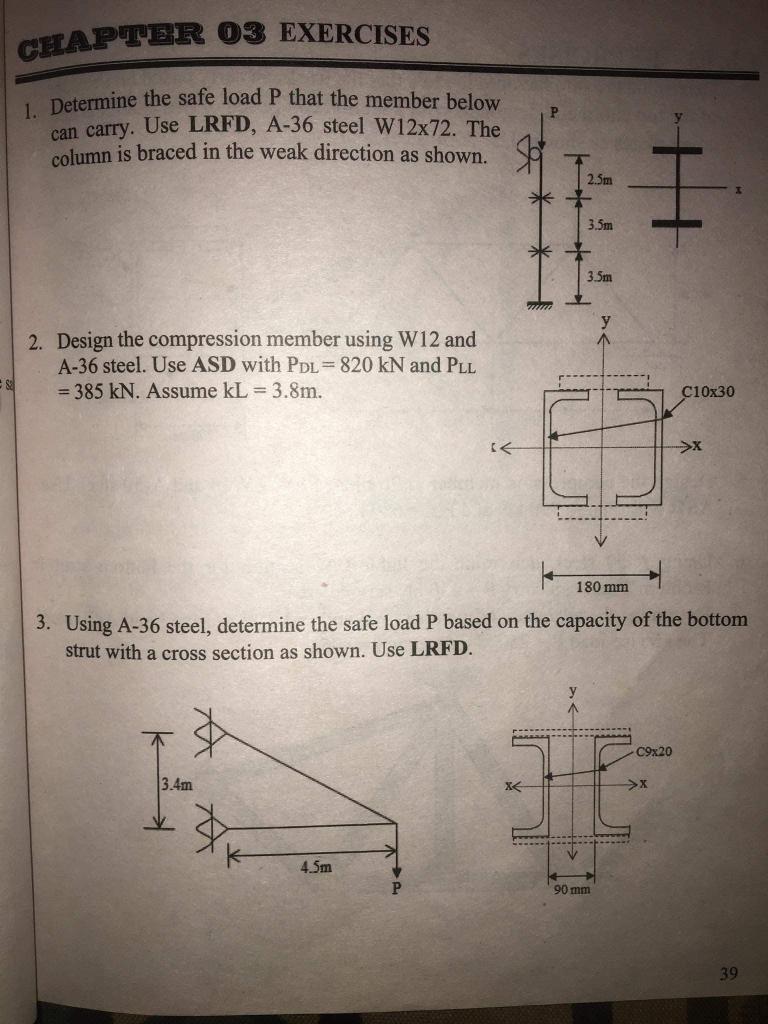 Solved CHAPTER 03 EXERCISES 1. Determine the safe load P | Chegg.com