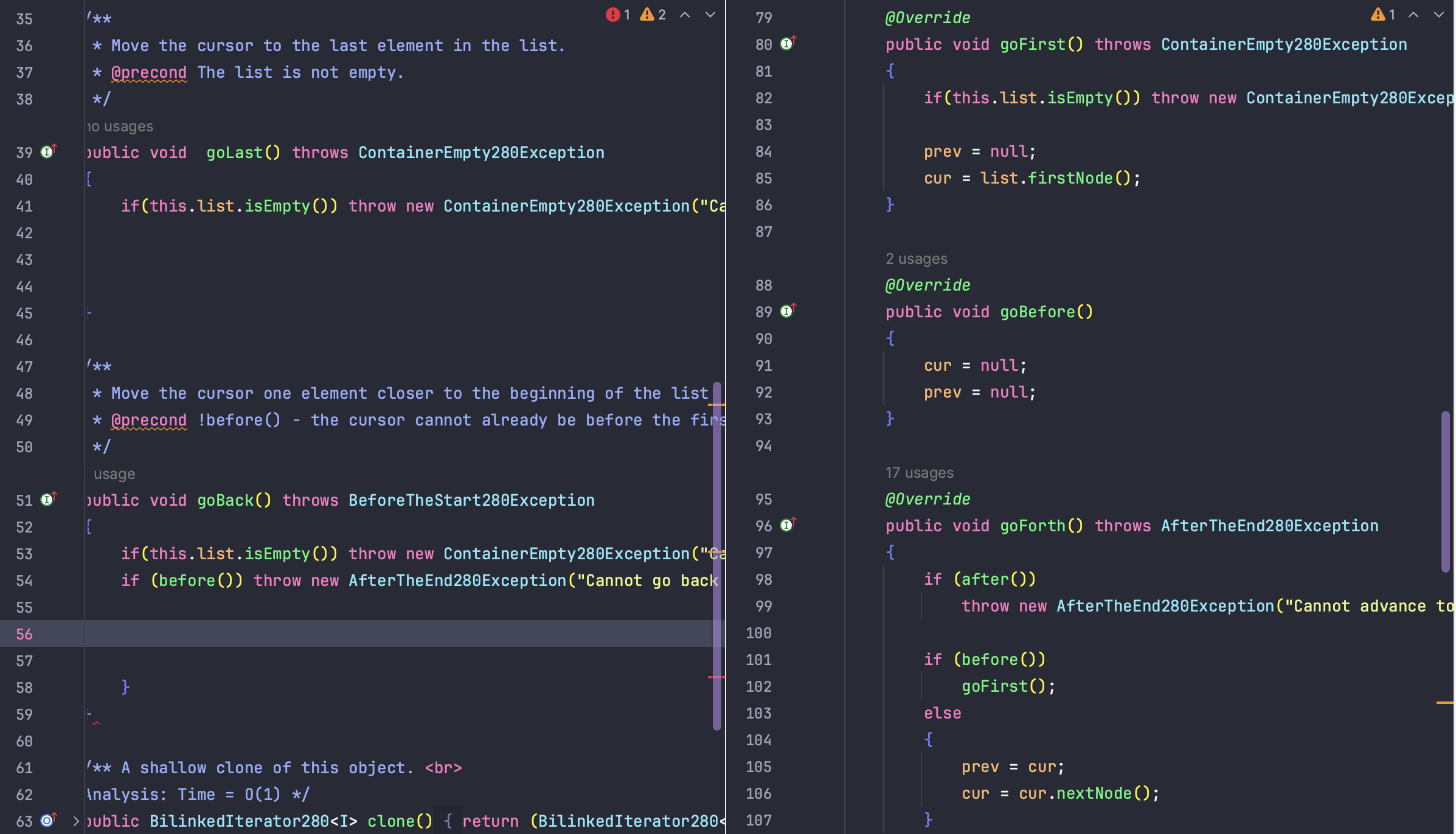 Solved please write the method goLast() ﻿and goBack() ﻿for | Chegg.com