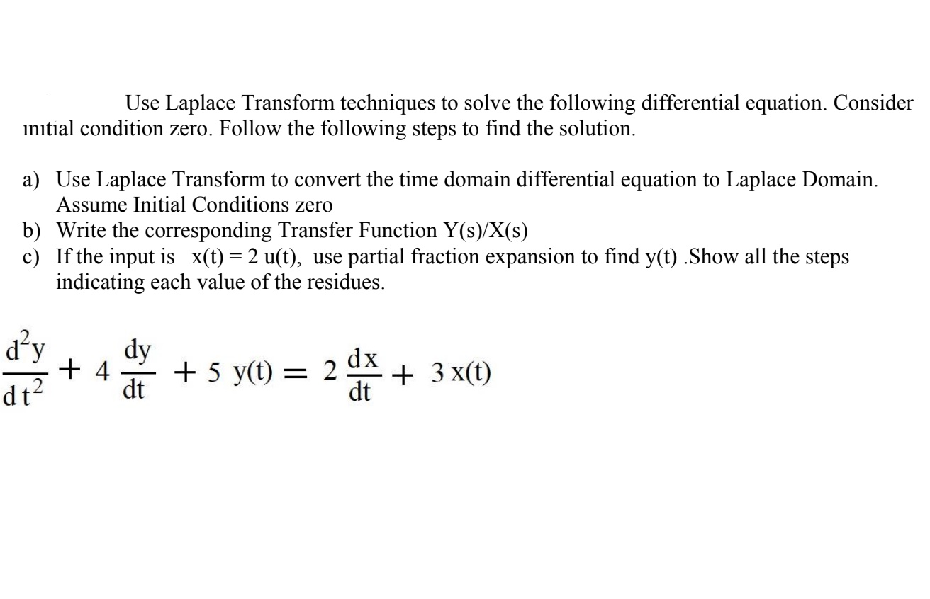 Solved Use Laplace Transform techniques to solve the | Chegg.com