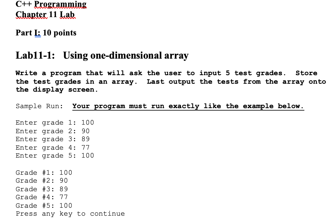Solved C++ Programming Chapter 11 Lab Part I: 10 points | Chegg.com