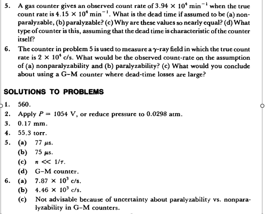 Solved 5. A gas counter gives an observed count rate of | Chegg.com