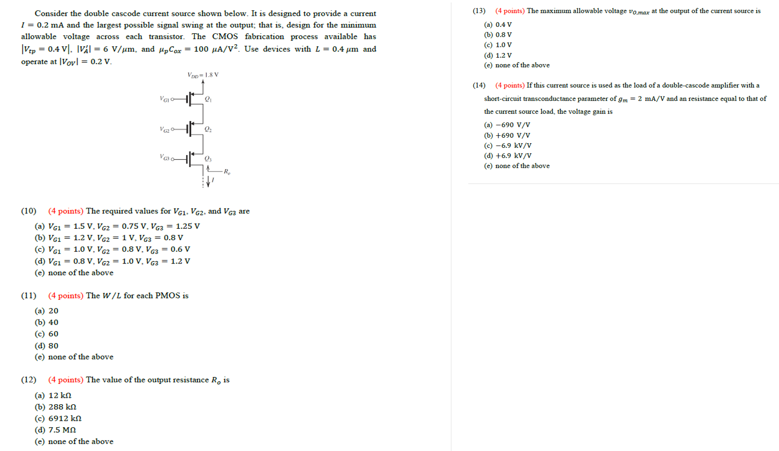 Solved Consider the double cascode current source shown | Chegg.com