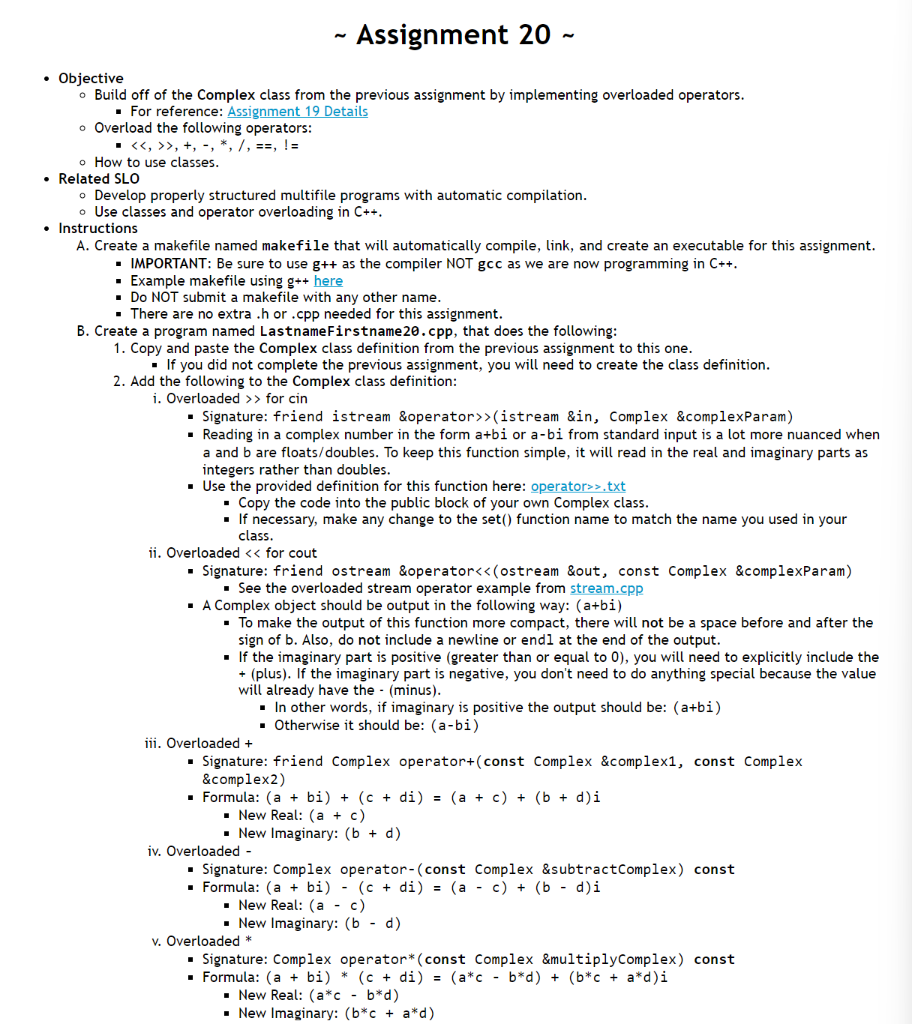 Solved Assignment 20∼ jective - Build off of the Complex | Chegg.com