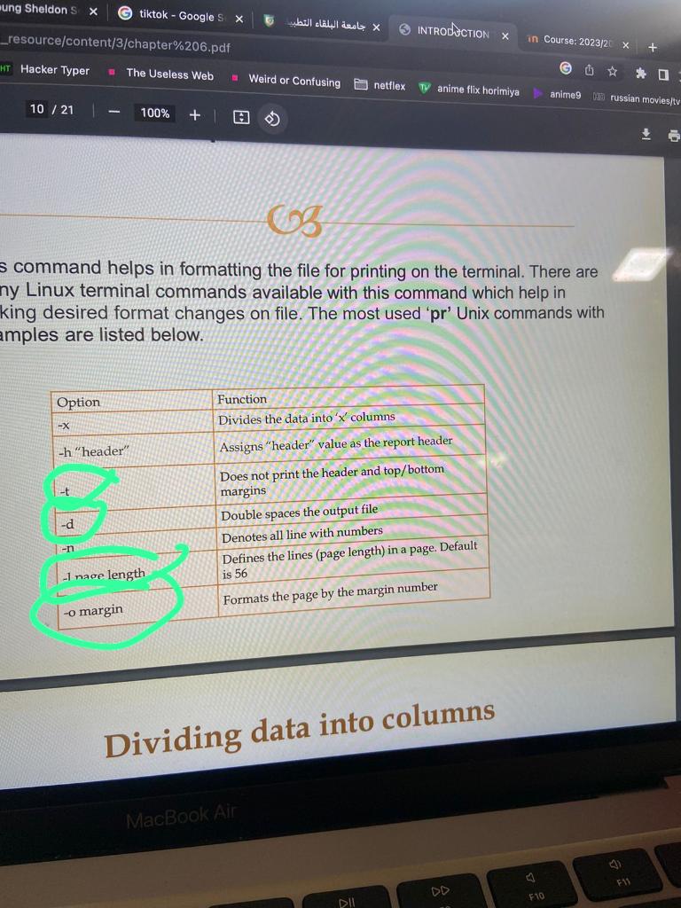 Solved Explain The Pr Command With Examples On Each 