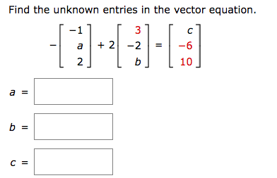 Solved Find the unknown entries in the vector equation il 3 | Chegg.com