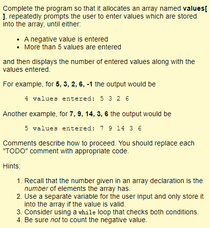 Solved Complete the program so that it allocates an array | Chegg.com
