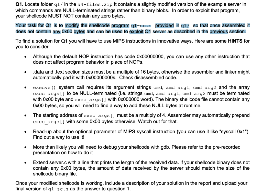 Q1. Locate folder qi/ in the a4-files.zip It contains | Chegg.com