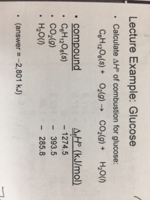 Solved Lecture Example: Glucose Calculate ΔH of combustion | Chegg.com