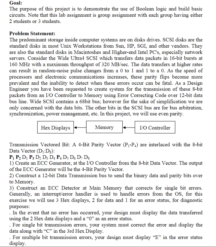 Solved Goal: The purpose of this project is to demonstrate | Chegg.com