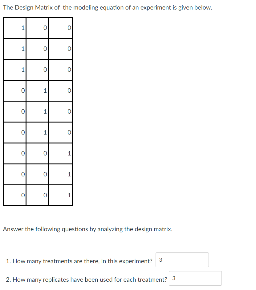 Solved The Design Matrix of the modeling equation of an | Chegg.com