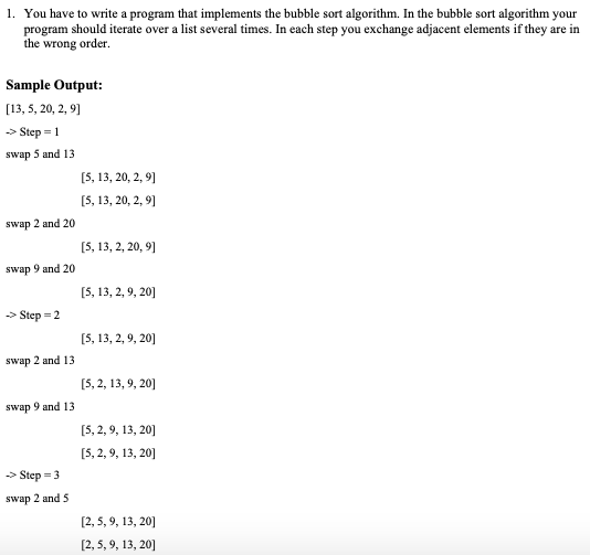Solved 1. You have to write a program that implements the | Chegg.com
