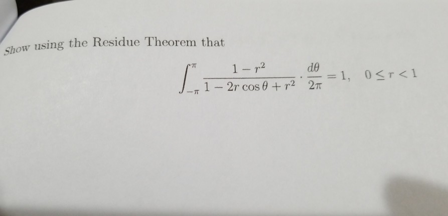 Solved Show using the Residue Theorem that 1-72 | Chegg.com