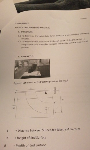 HYDROSTATIC PRESSURE PRACTICAL 1. OBIECTIVES 1.1 To | Chegg.com