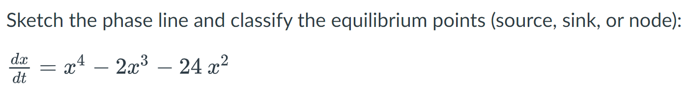 Solved Sketch the phase line and classify the equilibrium | Chegg.com