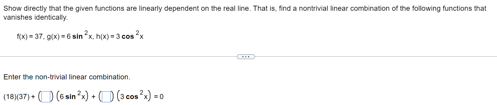 Solved Show directly that the given functions are linearly | Chegg.com