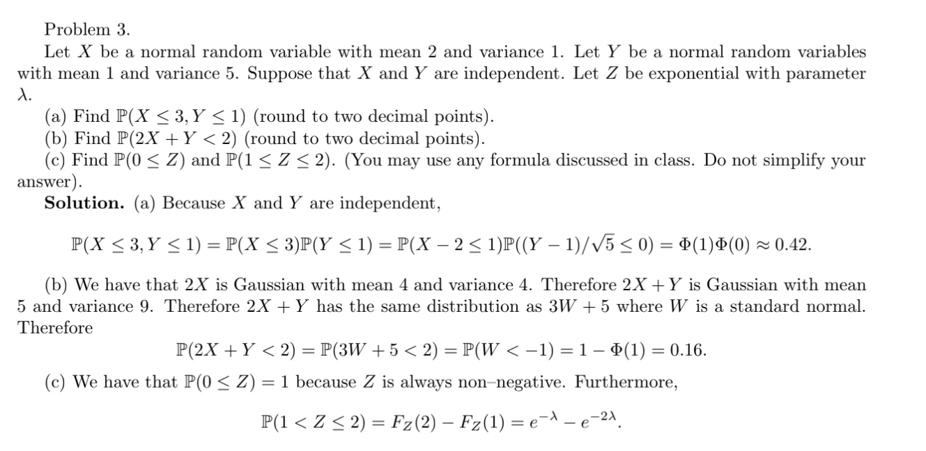 Solved Problem 3 Let X Be A Normal Random Variable With 9154