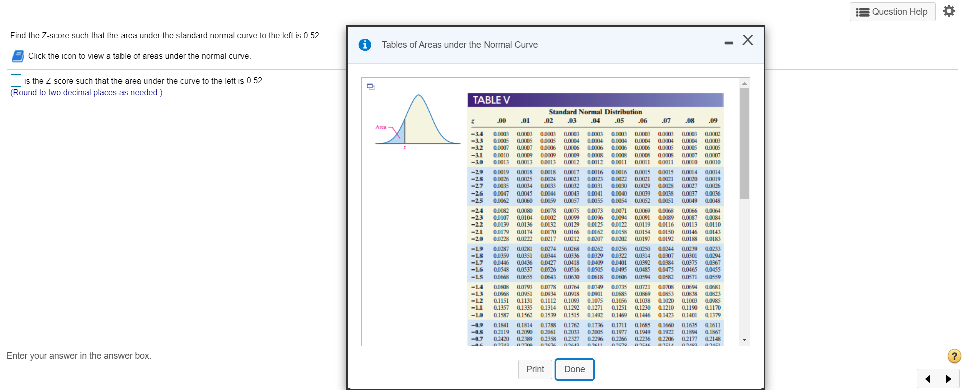 Solved Question Help Find the Z-score such that the area | Chegg.com