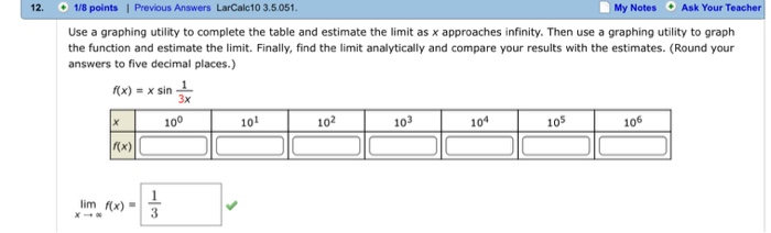 Use Calculator Graph And Table To Find Limits As X