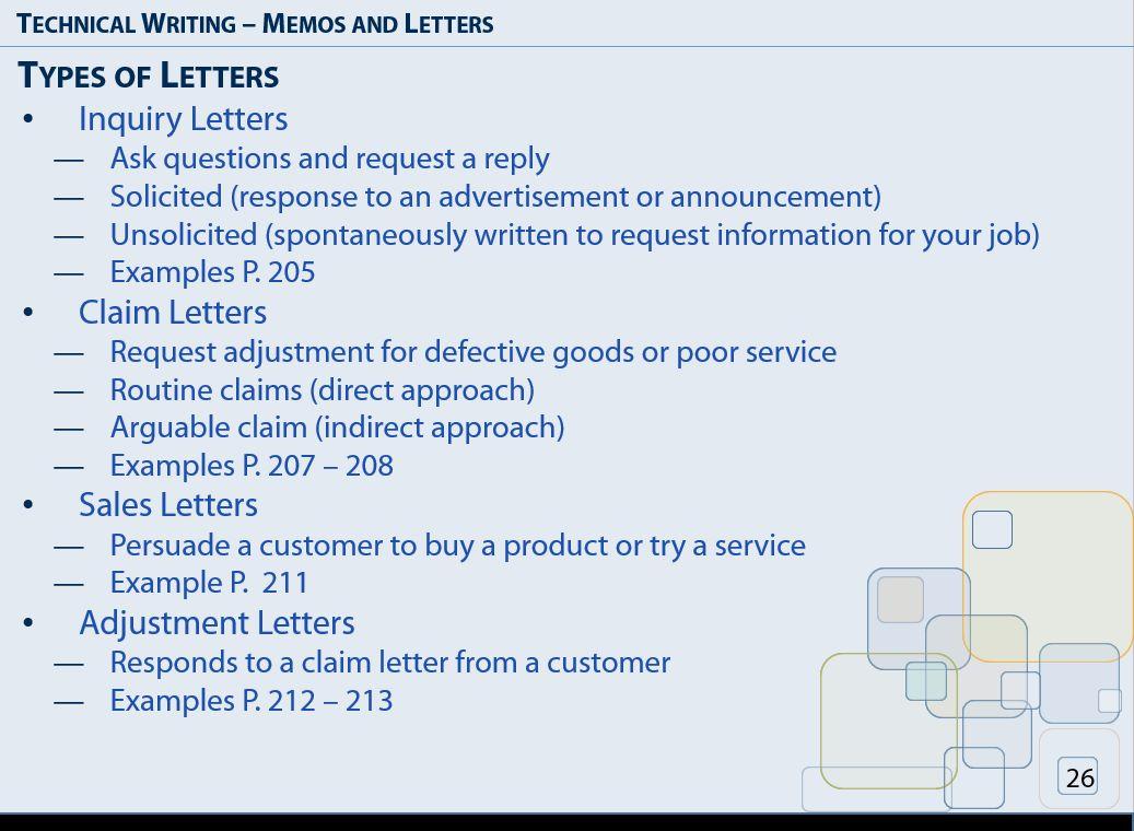Explain the four types of letters and define each | Chegg.com