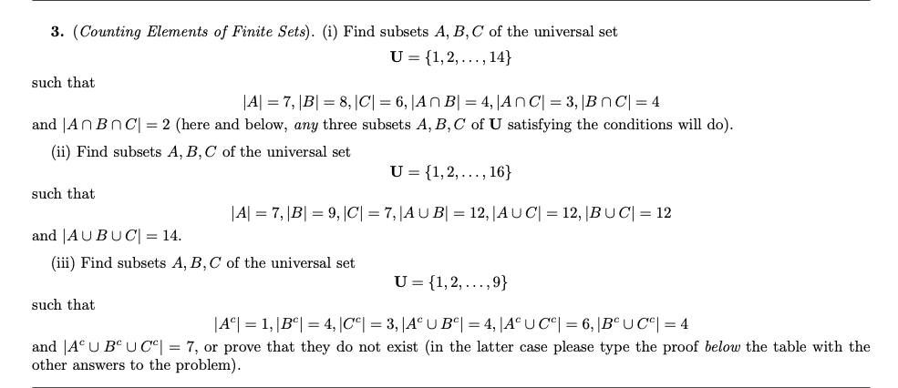 Solved 3. (Counting Elements of Finite Sets). (i) Find | Chegg.com