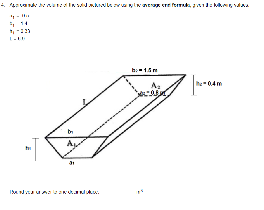 Solved 4. Approximate the volume of the solid pictured below | Chegg.com