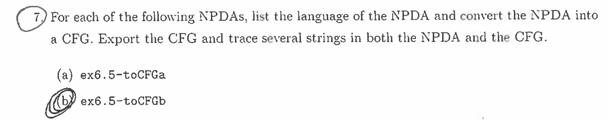 7.) For each of the following NPDAs, list the | Chegg.com