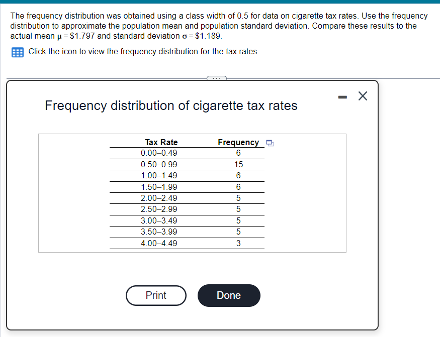 Solved The frequency distribution was obtained using a class | Chegg.com