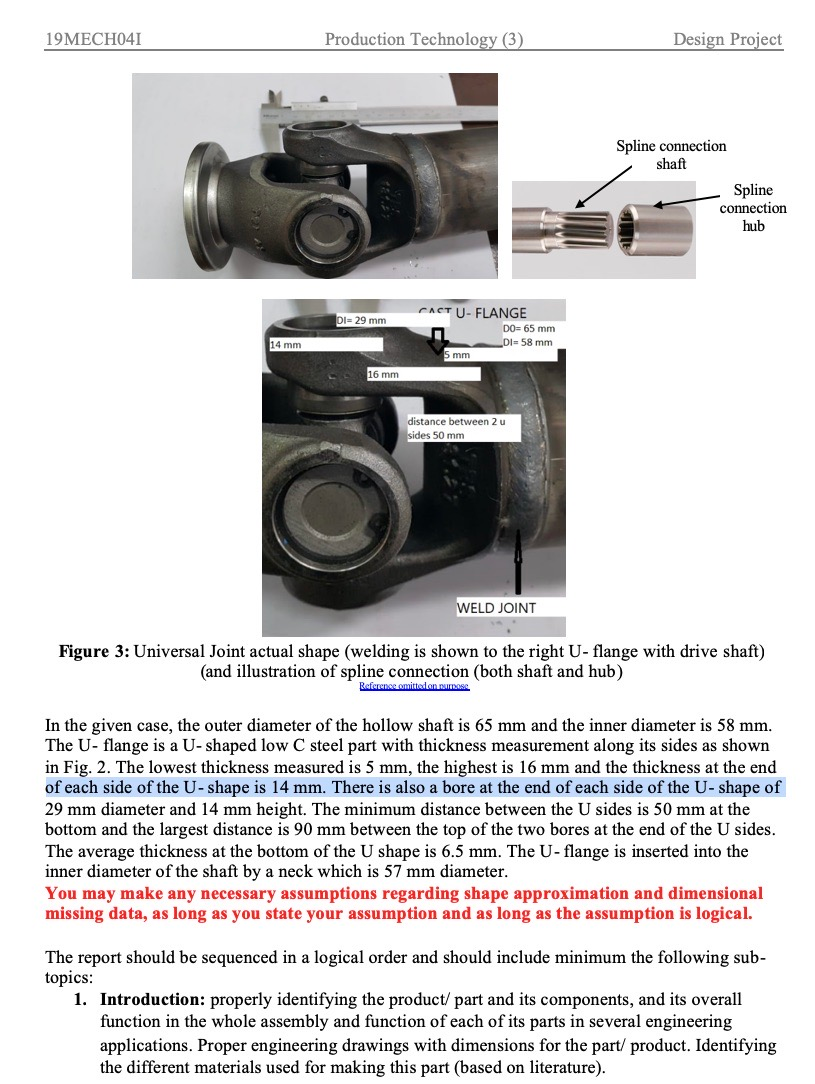 19 MECH041 Production Technology (3) Design Project | Chegg.com