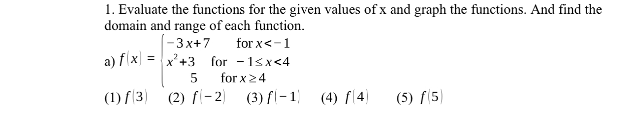 Solved Evaluate the functions for the given values of x ﻿and | Chegg.com