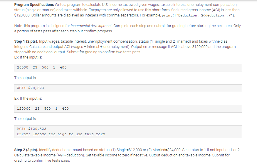 Solved Step 3 (3 pts). Calculate tax amount based on | Chegg.com