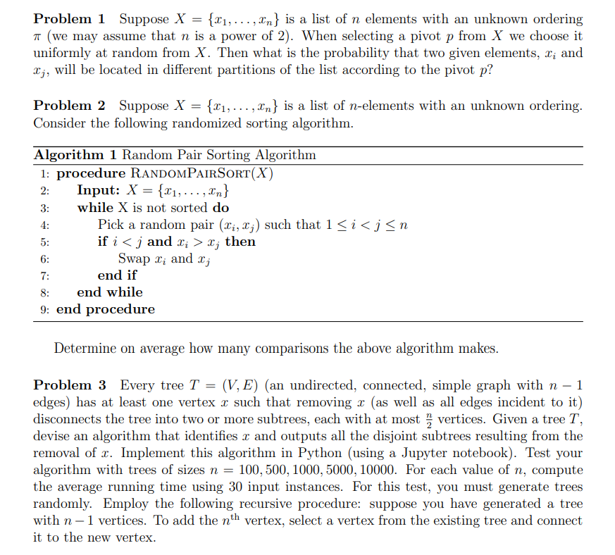 Solved Problem 1 Suppose X={x1,…,xn} is a list of n elements | Chegg.com