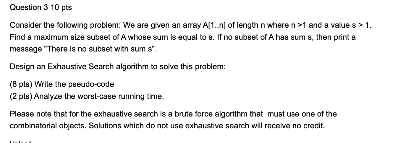 Solved Question 310 ﻿ptsConsider the following problem: We | Chegg.com