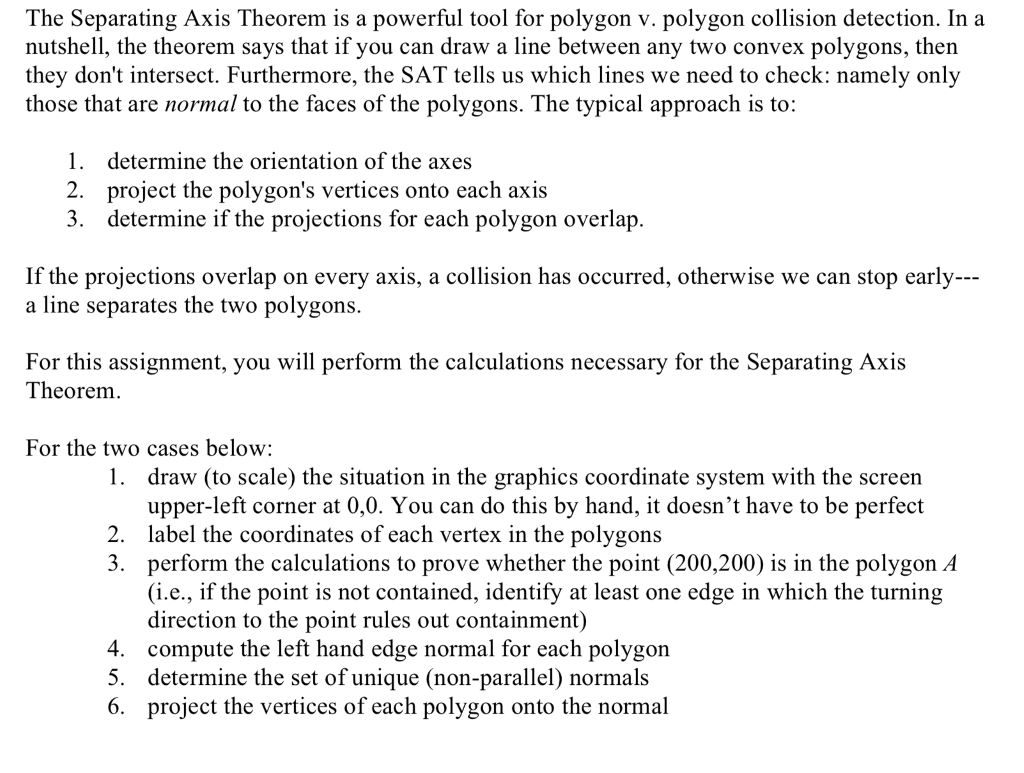 The Separating Axis Theorem is a powerful tool for | Chegg.com