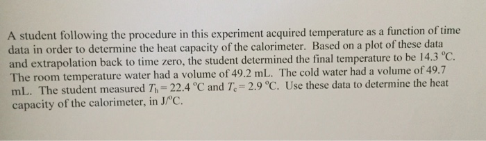 Solved A student following the procedure in this experiment | Chegg.com